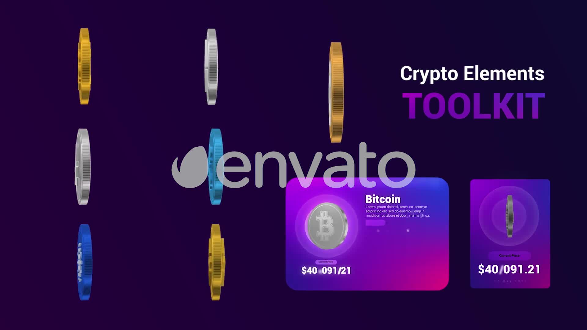 دانلود پروژه آماده افتر افکت : ابزار ساخت سکه سه بعدی Crypto Elements Toolkit – تایم کد