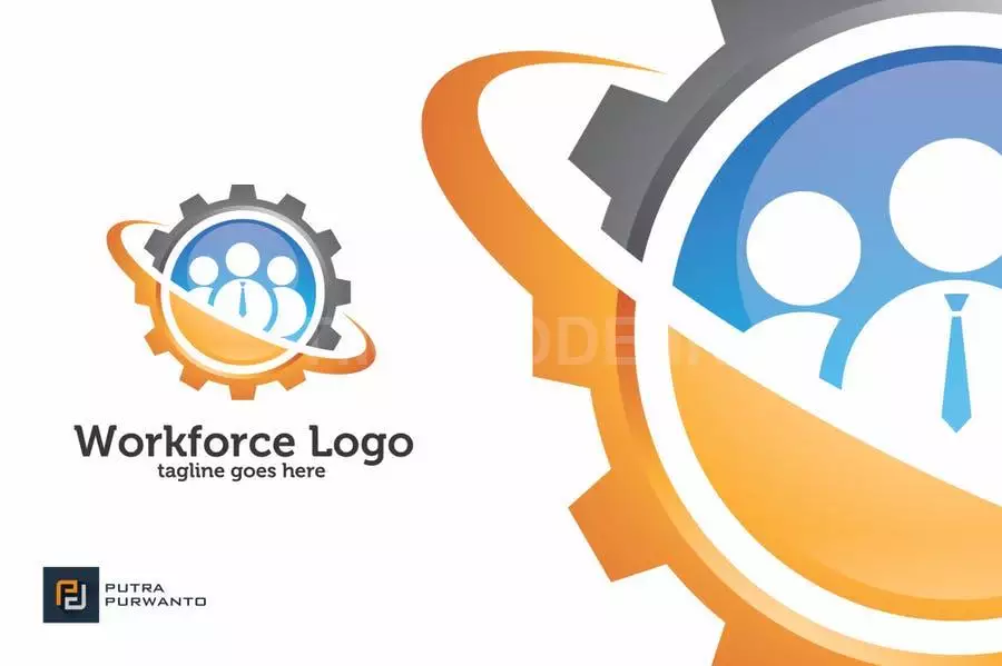 دانلود فایل لایه باز لوگو صنعتی Workforce Logo Template – تایم کد