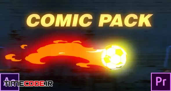 دانلود پروژه آماده پریمیر : پکیج افکت های کارتونی Comic Fx Pack – تایم کد