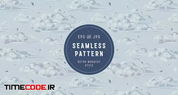 دانلود پترن ابر Vintage Seamless Clouds Pattern 15149 – تایم کد
