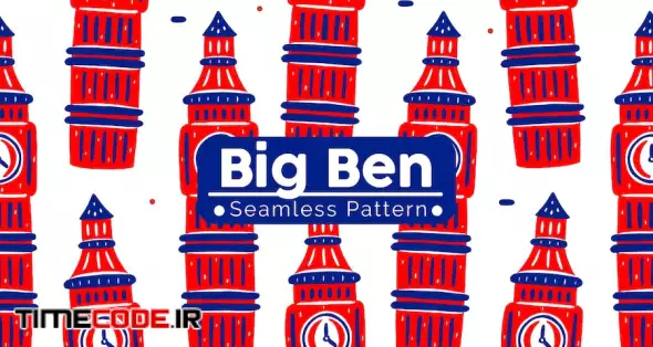 دانلود پترن ساعت بیگ بن Big Ben Seamless Pattern 15614 – تایم کد