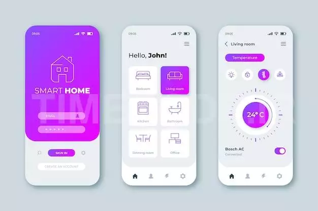 دانلود وکتور UI اپلیکیشن خانه هوشمند UI Smart Home App Interface – تایم کد