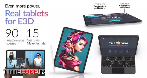 پروژه آماده افتر افکت : مدل سه بعدی تبلت برای المنت تری دی Real Tablets For Element 3D – تایم کد
