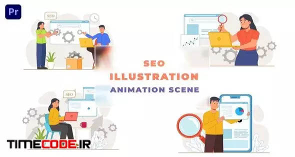 دانلود پروژه آماده پریمیر : موشن گرافیک خدمات سئو Seo Concept Explainer Animated Scene – تایم کد