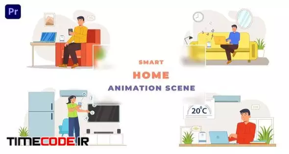 دانلود پروژه آماده پریمیر : موشن گرافیک خانه هوشمند Smart Home Concept Animation Scene – تایم کد