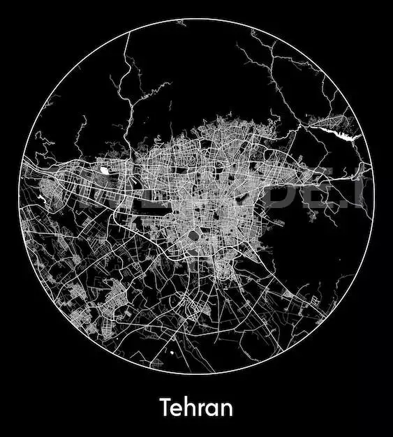 دانلود وکتور نقشه تهران City Map Asia Iran Tehran Vector Illustration ...