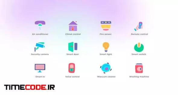 دانلود پروژه آماده افتر افکت : آیکون انیمیشن ابزار هوشمند خانه Smart Home - Icons Set – تایم کد