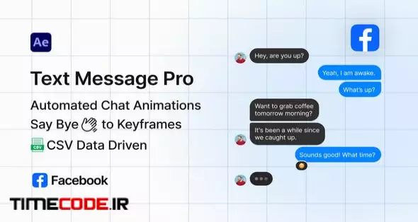 دانلود پروژه آماده افتر افکت : ساخت و نمایش پیام فیس بوک Facebook Text Message Pro 22876 – تایم کد