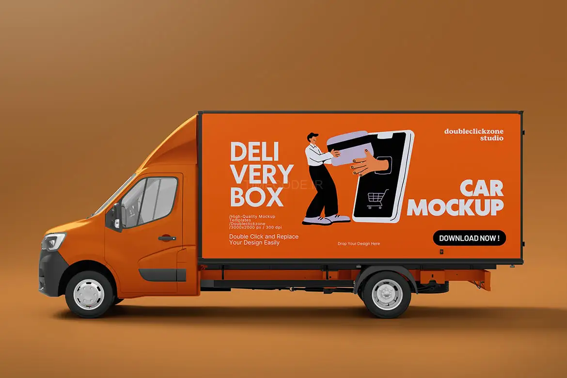 موکاپ کامیون تحویل بار Car Delivery Mockup – تایم کد
