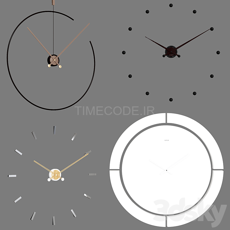 آبجکت سه بعدی ساعت دیواری WALL CLOCKS – تایم کد