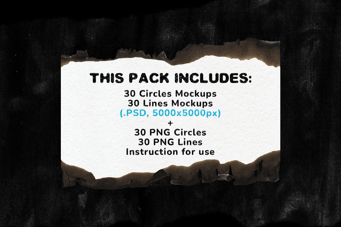 موکاپ کاغذ سوخته Burned Paper Lines & Circles Mockups – تایم کد