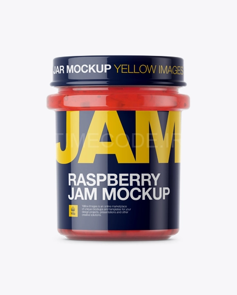 موکاپ شیشه مربا تمشک Glass Jar With Raspberry Jam Mockup – تایم کد