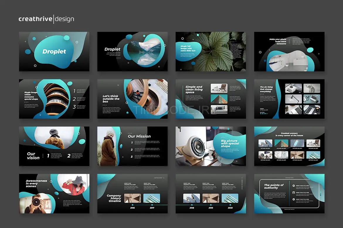قالب پاورپوینت سمینار و شرکتی Droplet PowerPoint – تایم کد