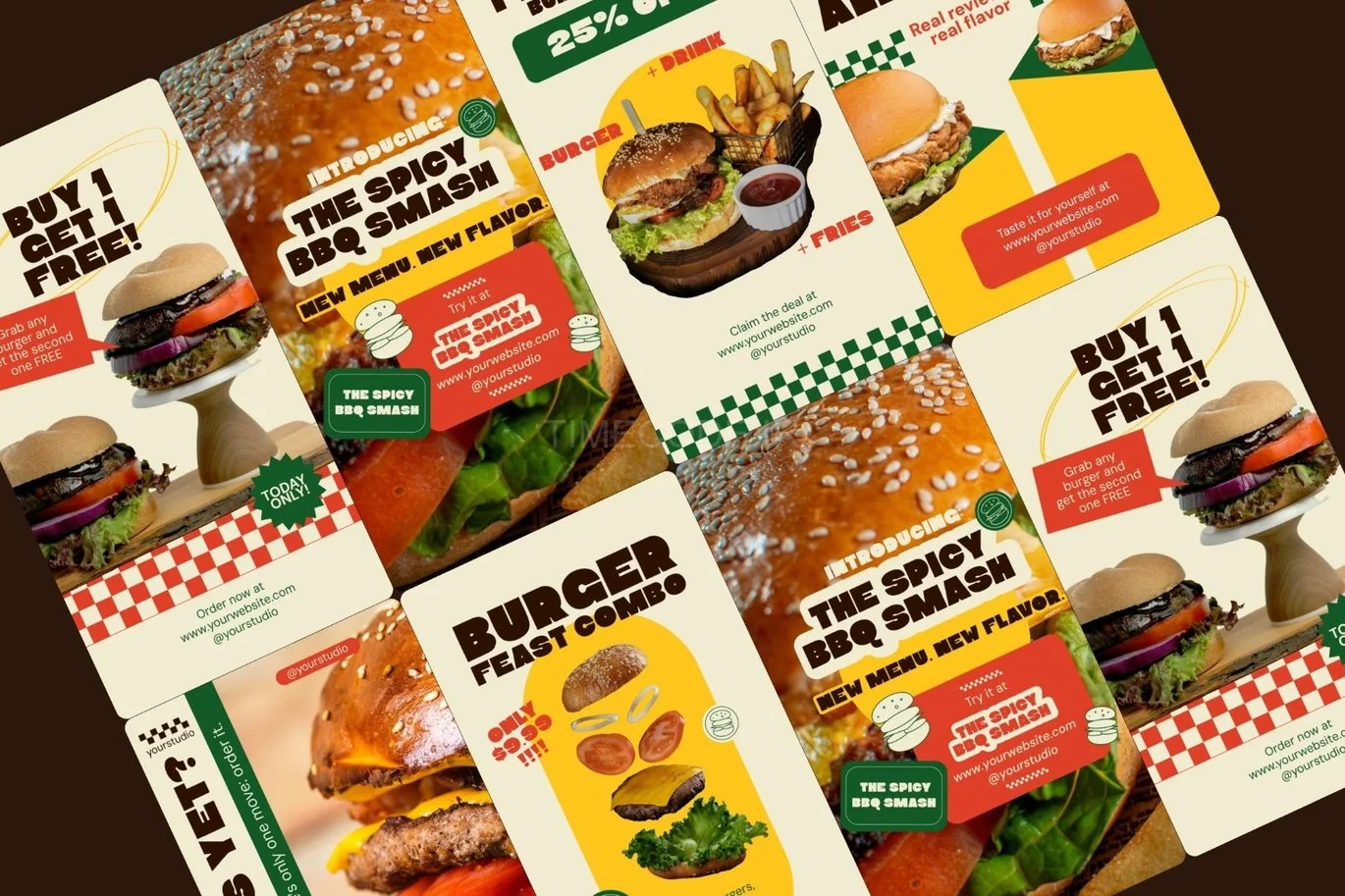 قالب استوری اینستاگرام و کانوا فروش همبرگر Burger Sale - IG Story Pack ...