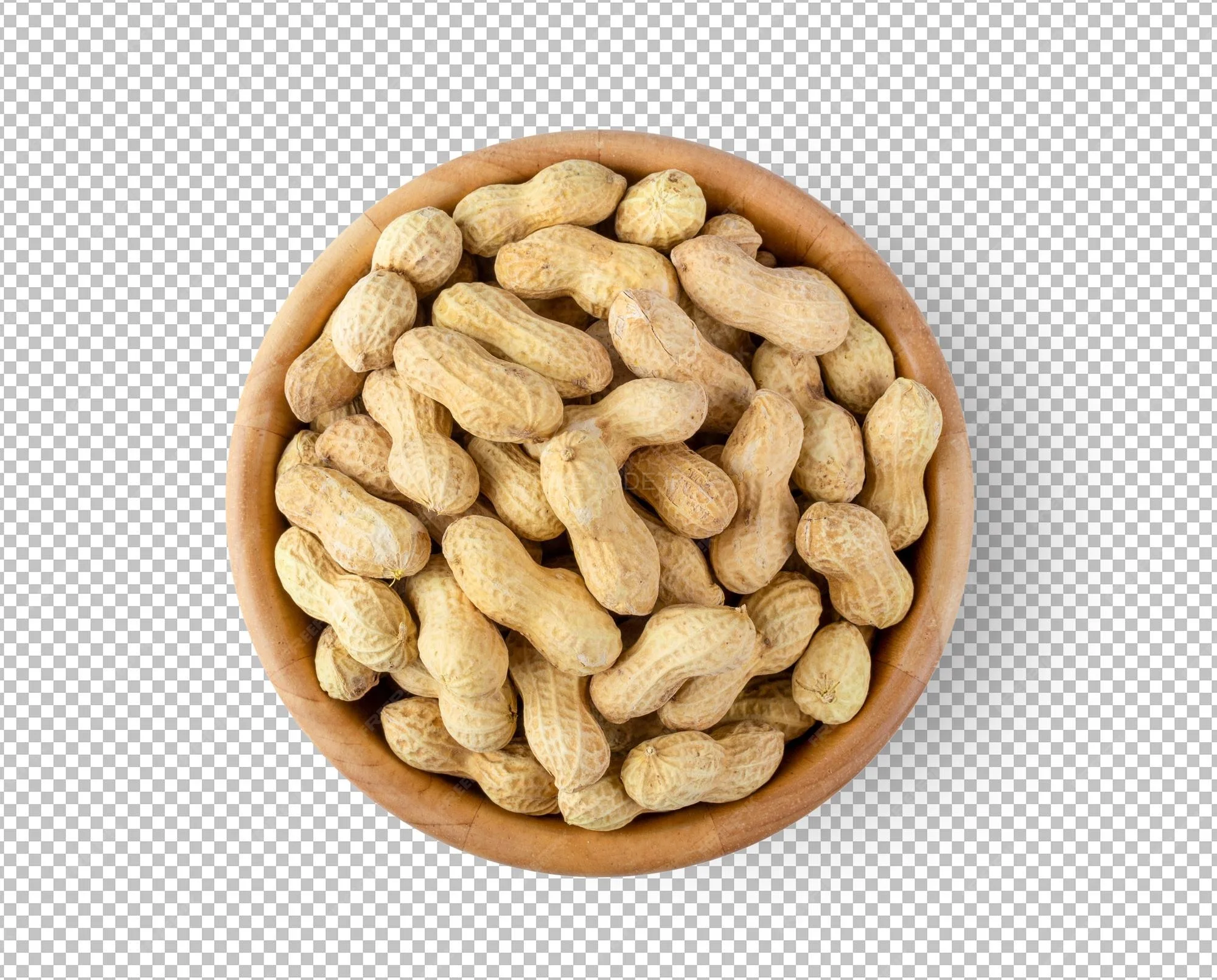 عکس بادام زمینی در کاسه چوبی Peanuts In Wood Bowl On Alpha Layer ...