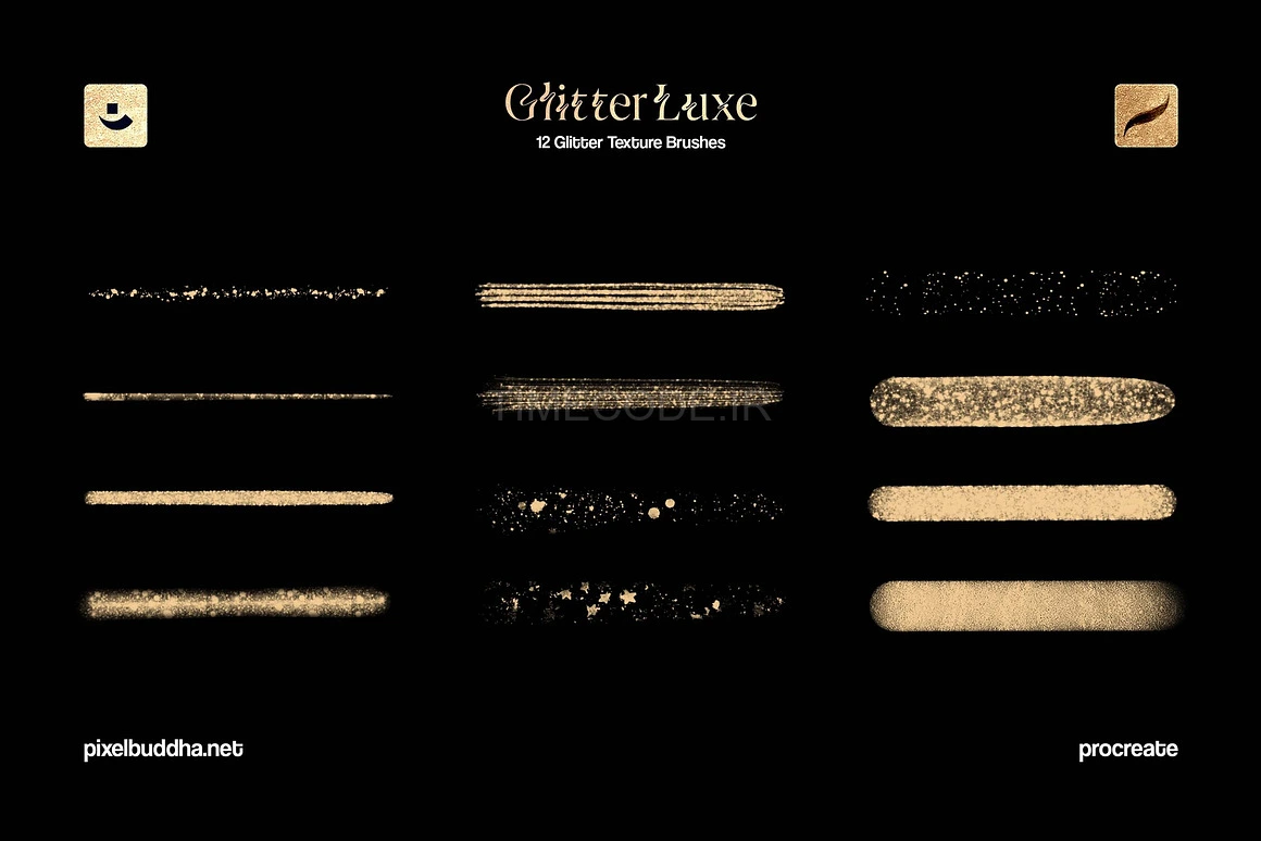 ۱۲ براش پروکریت اکلیلی Procreate Glitter Texture Brushes – تایم کد