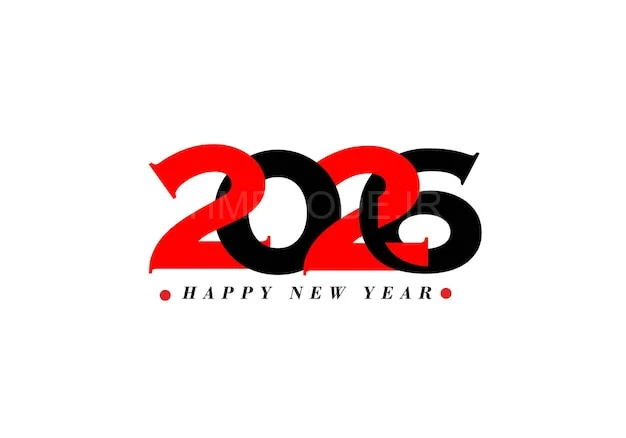 طرح تایپوگرافی سال ۲۰۲۶ 2026 Happy New Year Text Typography Design ...