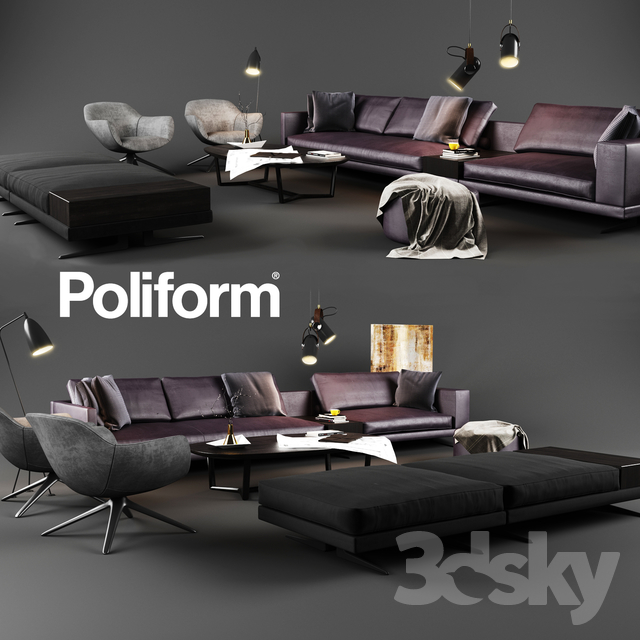 دانلود مدل آماده سه بعدی : مبلمان Poliform Set 04 – تایم کد