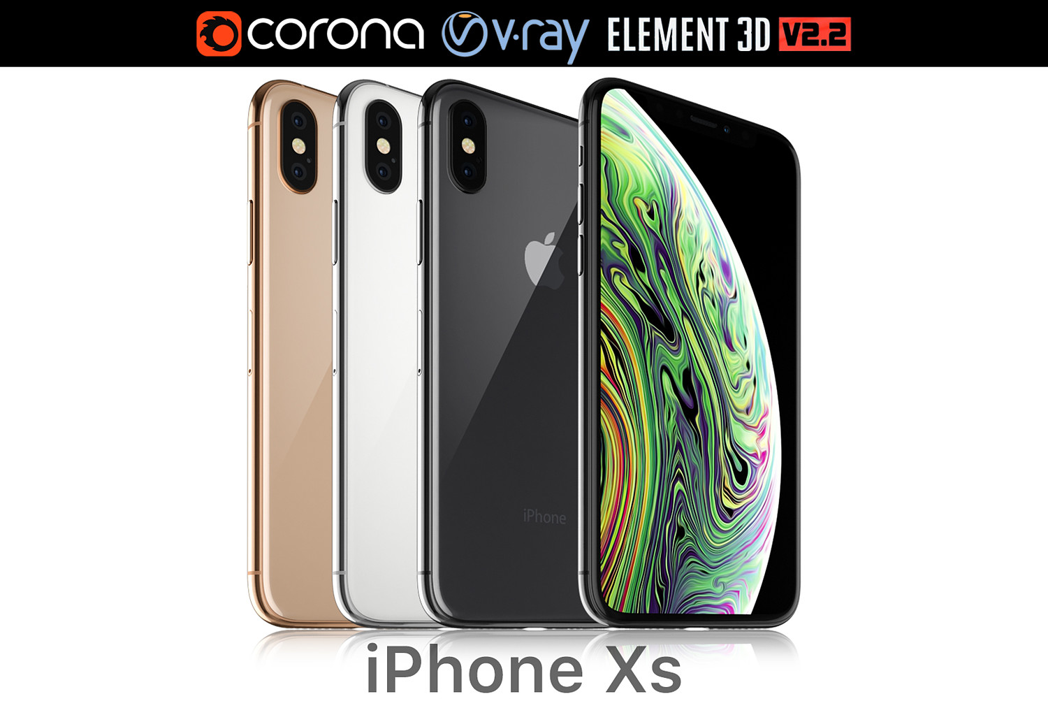 دانلود مدل آماده سه بعدی : آیفون ایکس Apple iPhone XS All colors – تایم کد