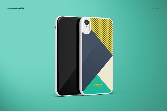 دانلود موکاپ آیفون ایکس 2 Iphone Xr 2d Case White Mockup Set تایم کد