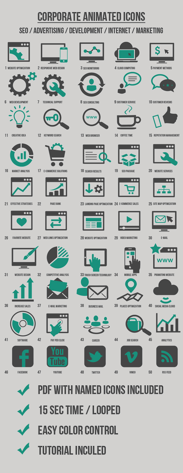 دانلود پروژه آماده افترافکت : مجموعه آیکون انیمیشن Corporate Animated ...