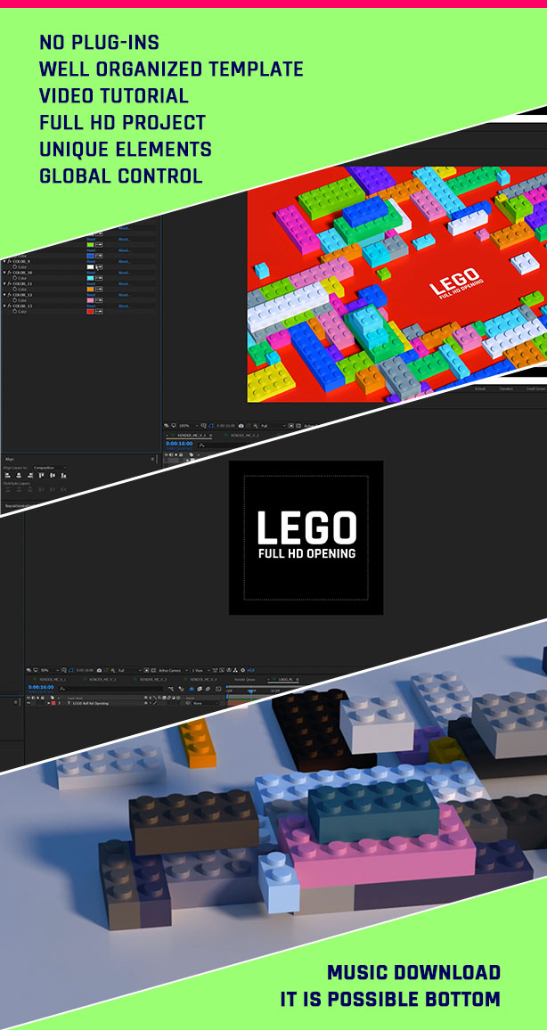 دانلود پروژه آماده افترافکت : وله لِگو Block Opening 26351874 – تایم کد