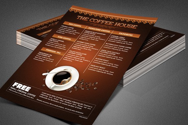 دانلود قالب لایه باز منو کافی شاپ Coffee House Mini Menu Flyer ...