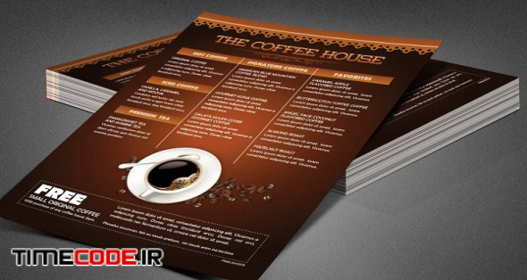 دانلود قالب لایه باز منو کافی شاپ Coffee House Mini Menu Flyer ...