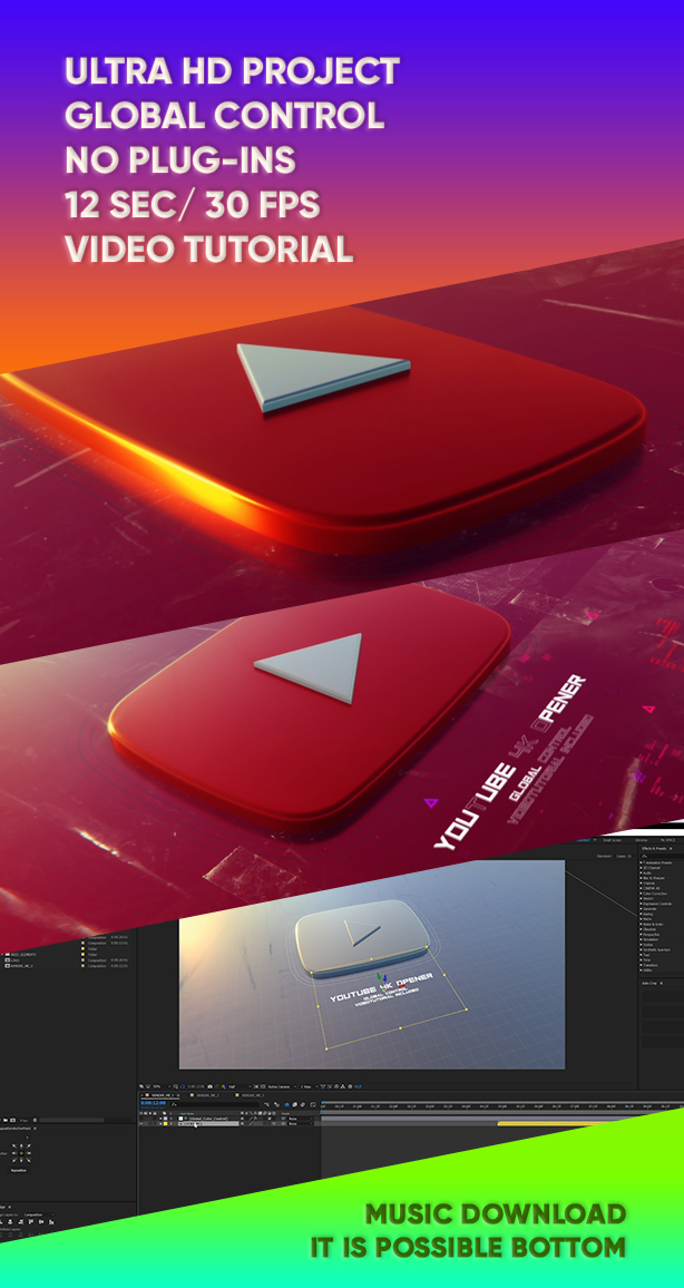 دانلود پروژه آماده افترافکت : یوتیوب Youtube Intro – تایم کد