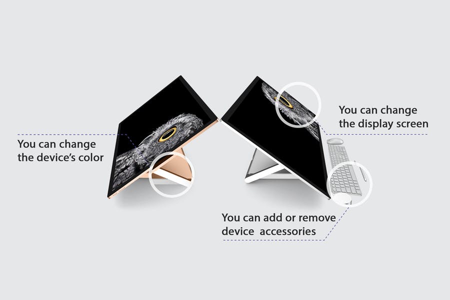 دانلود کیت موکاپ سرفیس Surface Studio Kit Mockup – تایم کد