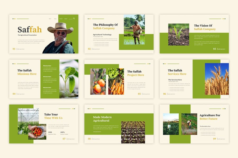 دانلود تم پاورپوینت کشاورزی Saffah Agricultural Powerpoint Template