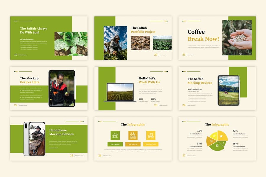 دانلود تم پاورپوینت کشاورزی Saffah Agricultural Powerpoint Template