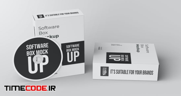 دانلود موکاپ جعبه و بسته نرم افزار Two Software Box Mockup تایم کد